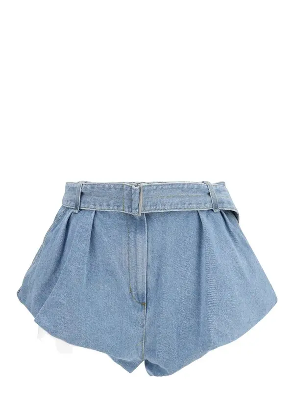Magda Butrym Flared Denim Shorts With Undershorts - Blue