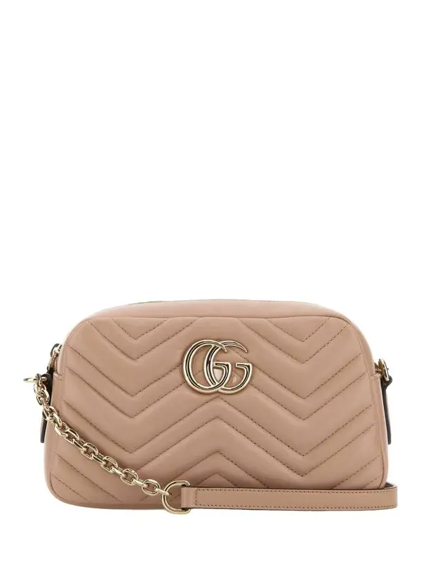 Gucci Nappa Leather Gg Marmont Crossbody Bag - Pink