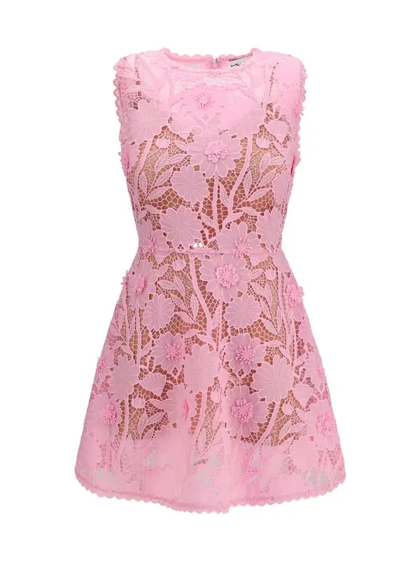 SELF-PORTRAIT Short Lace Dress - Pink