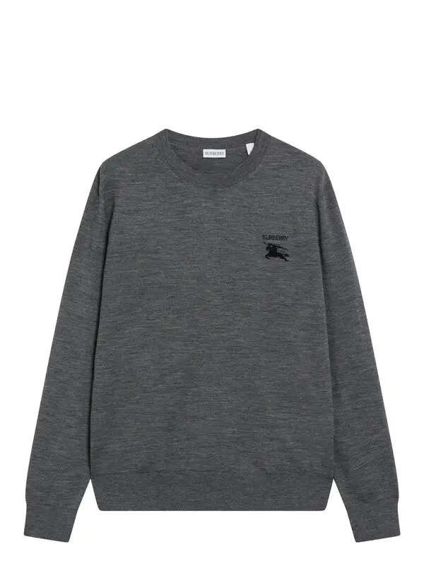 Burberry Grey Wool Crewneck Sweater - Gray