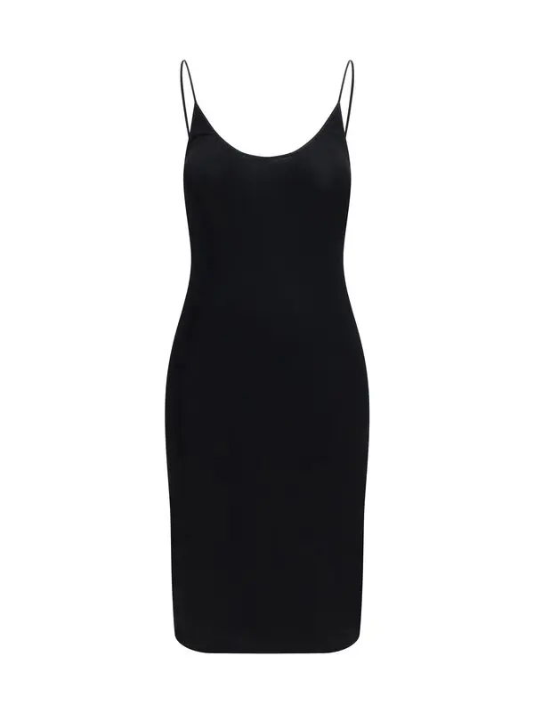 Saint Laurent Cassandre Open-back Ribbed-knit Dress - Black