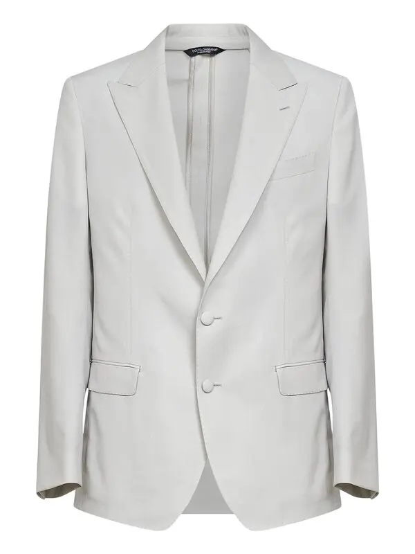 Dolce & Gabbana Beige Wool Poplin Single-breasted Blazer - Multicolor