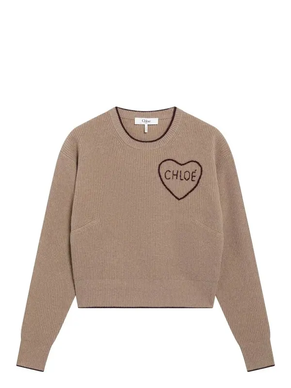 Chloé Wool And Cashmere Logo Sweater - Brown