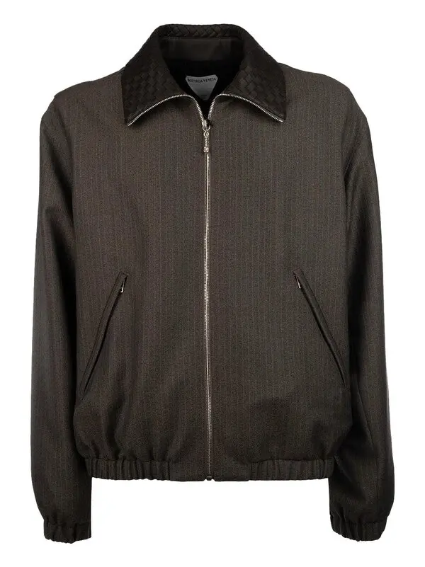 Bottega Veneta Leather Collar Bomber Jacket - Multicolor