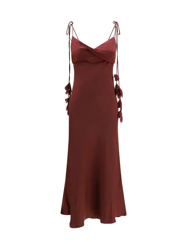 SELF-PORTRAIT Satin Flower Midi Dress - Multicolor