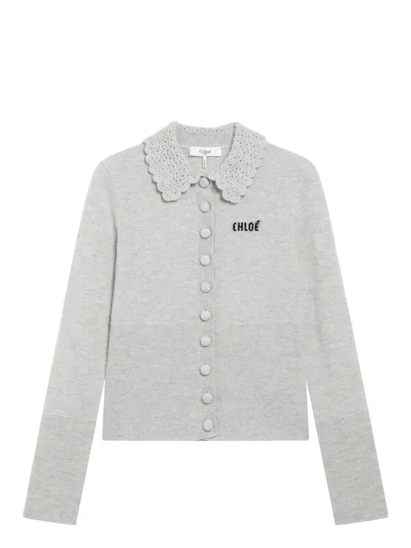 Chloé Slim-fit Logo Wool Cardigan - Gray
