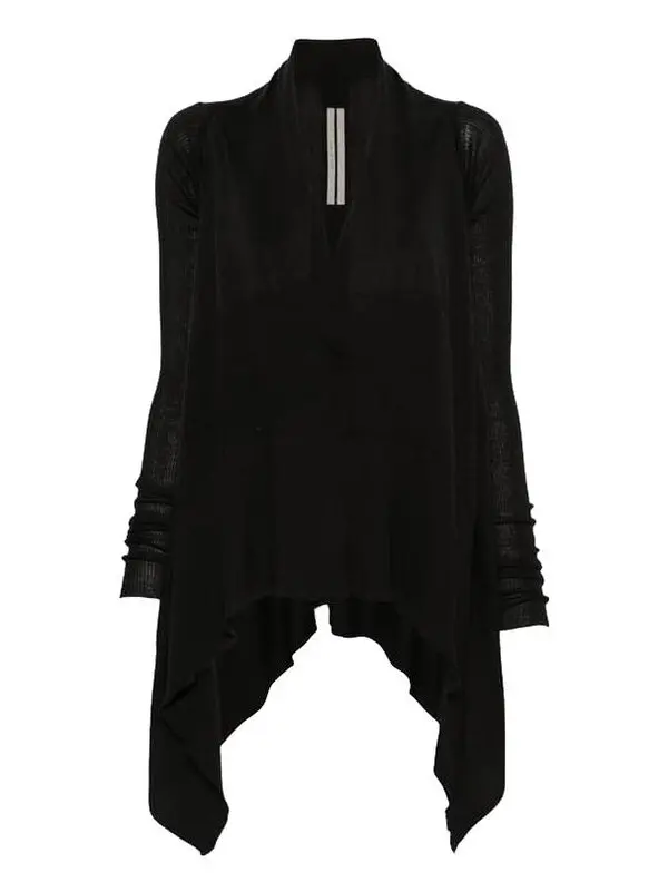 Rick Owens Virgin Wool Draped Cardigan - Black