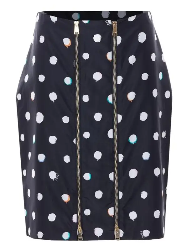 Fendi Polka Dot Silk Pencil Skirt - Black