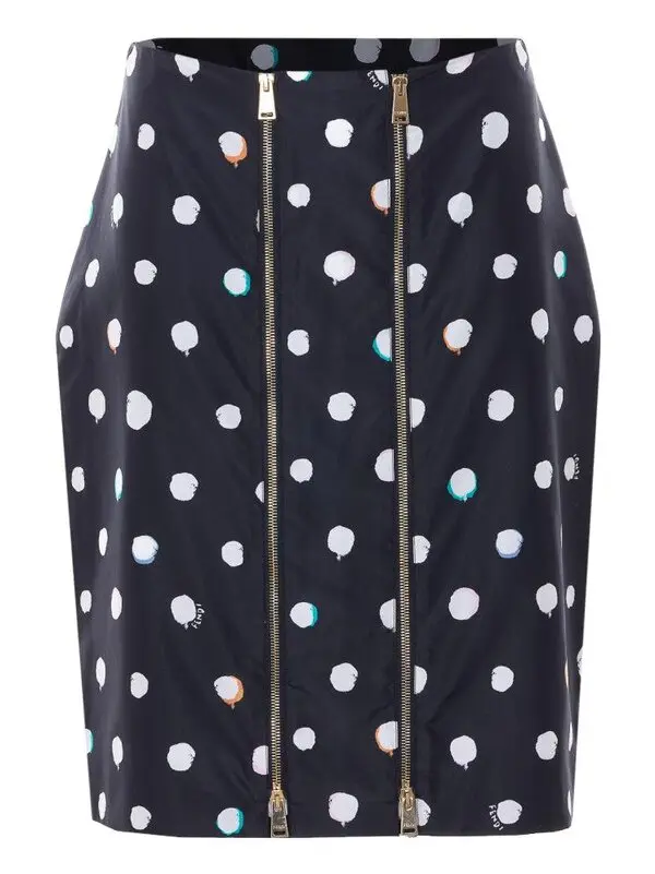 Fendi Polka Dot Silk Pencil Skirt - Black