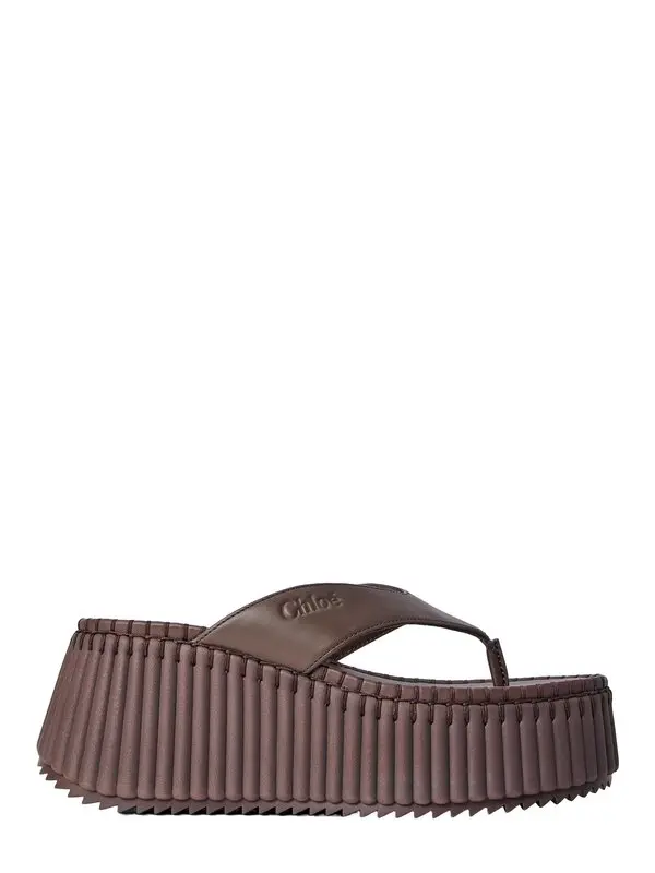 Chloé Nama Wedge Sandals - Brown