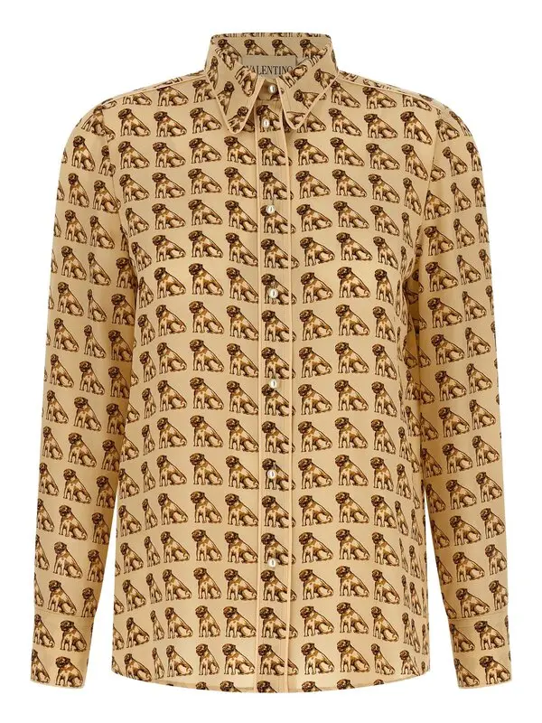 Valentino Garavani Petit Charles Print Silk Shirt - Cream