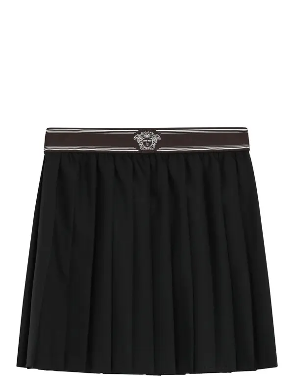 Versace Wool And Mohair Pleated Mini Skirt - Black