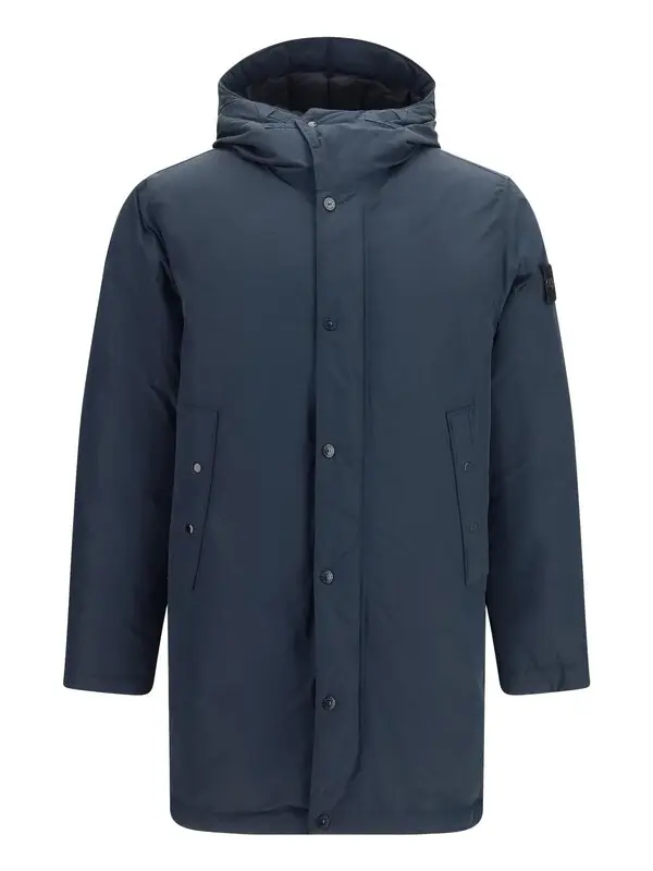 Stone Island Long Down Jacket - Blue