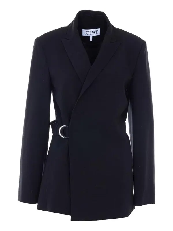 Loewe Wool Draped Jacket - Black