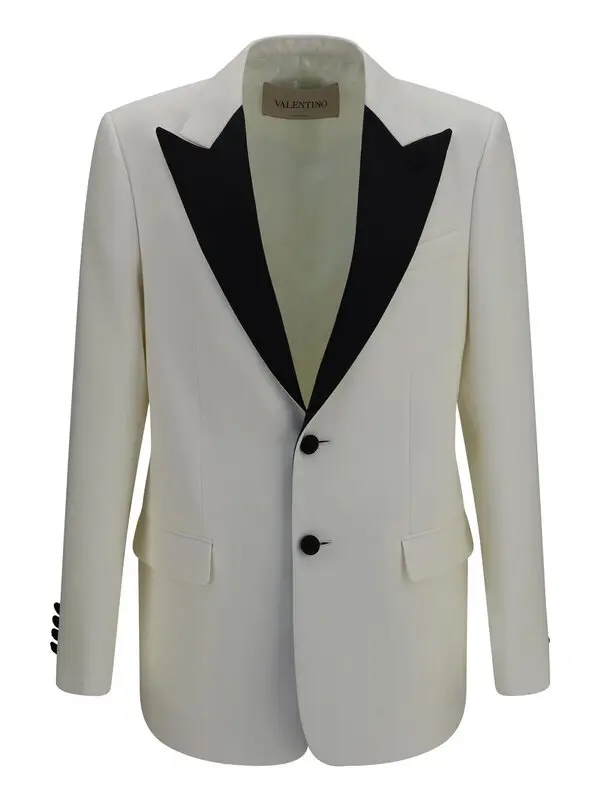 Valentino Garavani Two-tone Wool Jacket - White