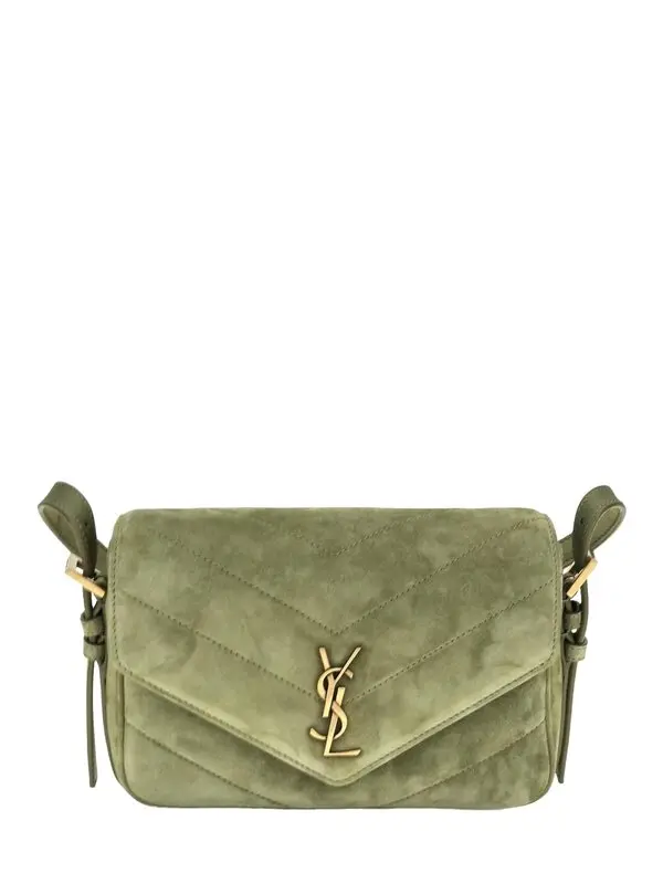 Saint Laurent Small Loulou Matelassé Suede Shoulder Bag - Green