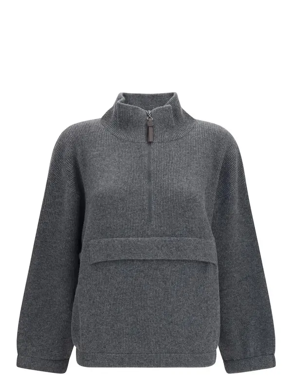 Brunello Cucinelli Cashmere Quarter-zip Sweater - Gray
