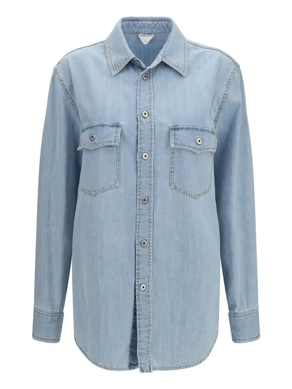 Bottega Veneta Bleached Oversize Denim Shirt - Blue