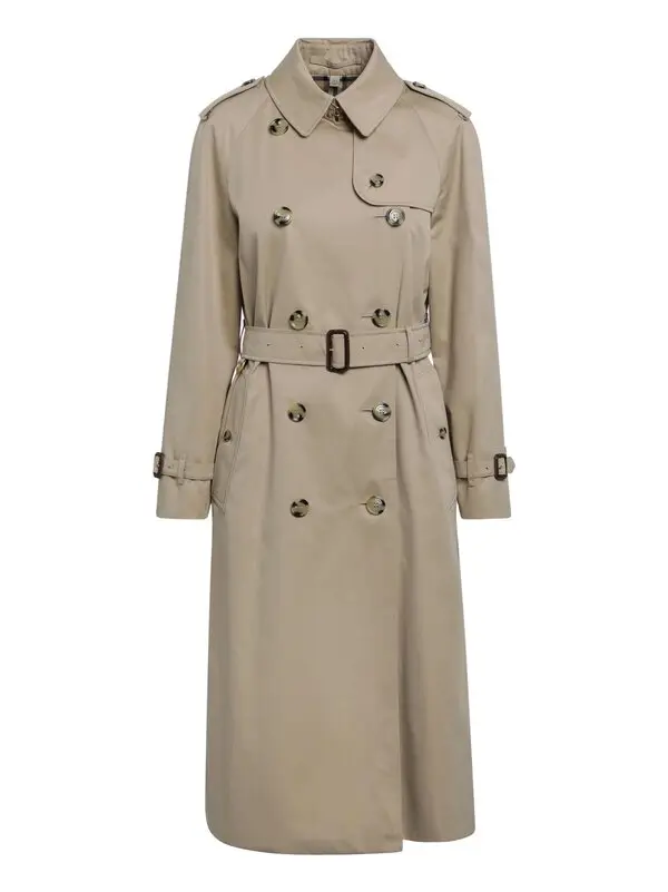 Burberry Waterloo Long Cotton Gabardine Trench Coat - Cream