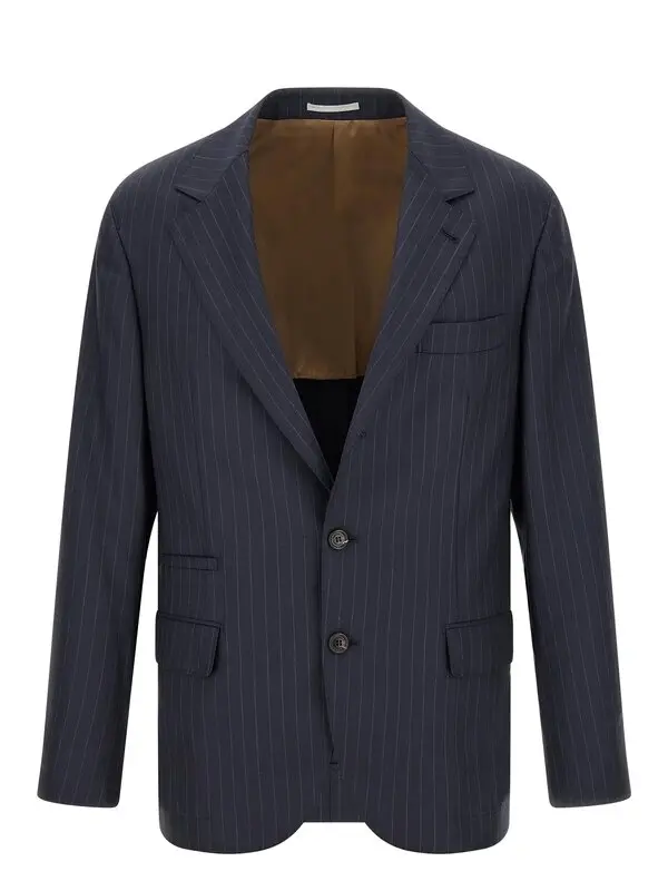 Brunello Cucinelli Pinstripe Batavia Blazer - Blue