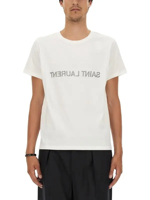 Saint Laurent Inverted Logo T-shirt - White