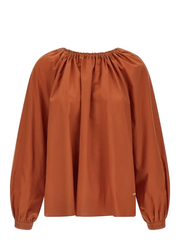 Marni Cotton Poplin Boat Neck Blouse - Orange