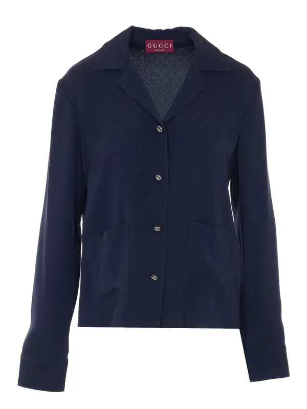 Gucci Jacquard Silk Shirt - Blue