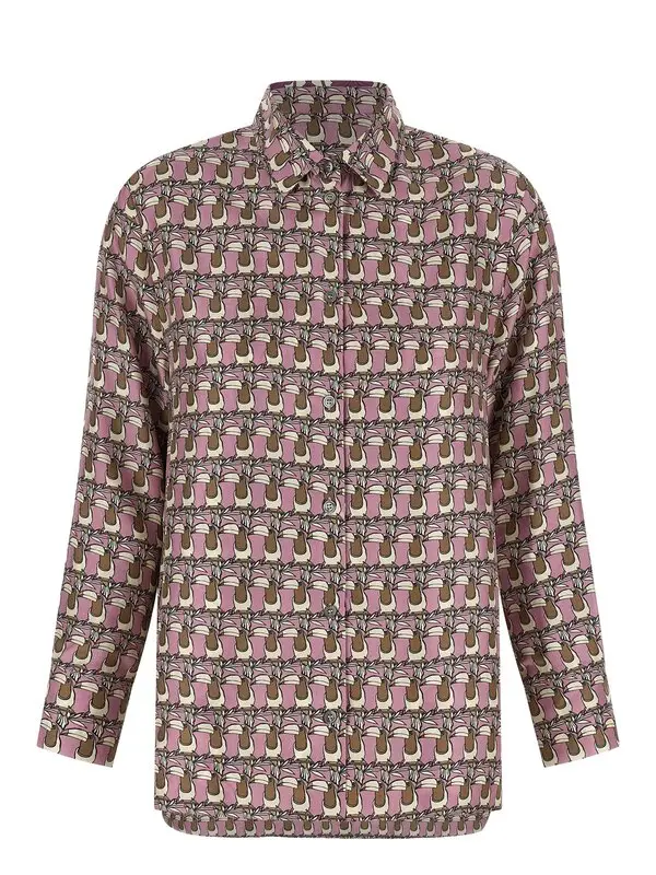 Max Mara Reversible Patterned Silk Twill Shirt - Multicolor