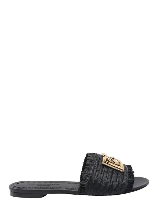 Dolce & Gabbana Logo Slide Sandals - Gold