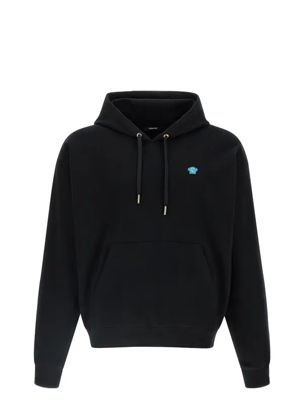 Versace Medusa Patch Cotton Hoodie - Black