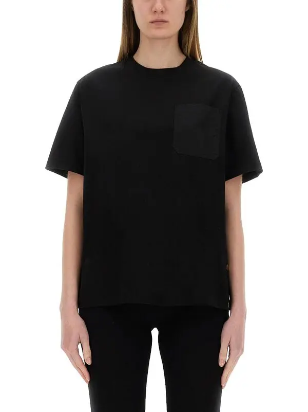 Moncler T-shirt With Side Buttons - Black