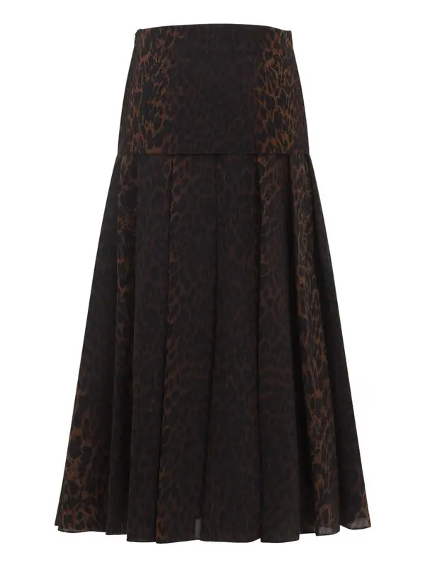 Balenciaga Animalier Godet Midi Skirt - Brown