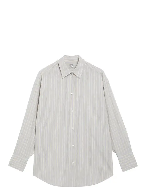 TOTEME Oversized Yellow/sky Blue Striped Shirt In Viscose And Silk - Multicolor