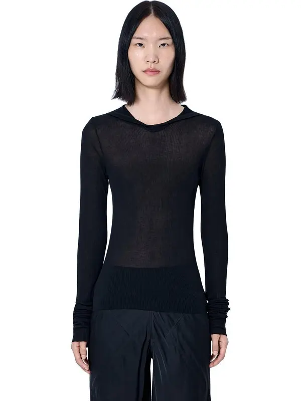 Rick Owens Long Sleeve Hooded Top - Black