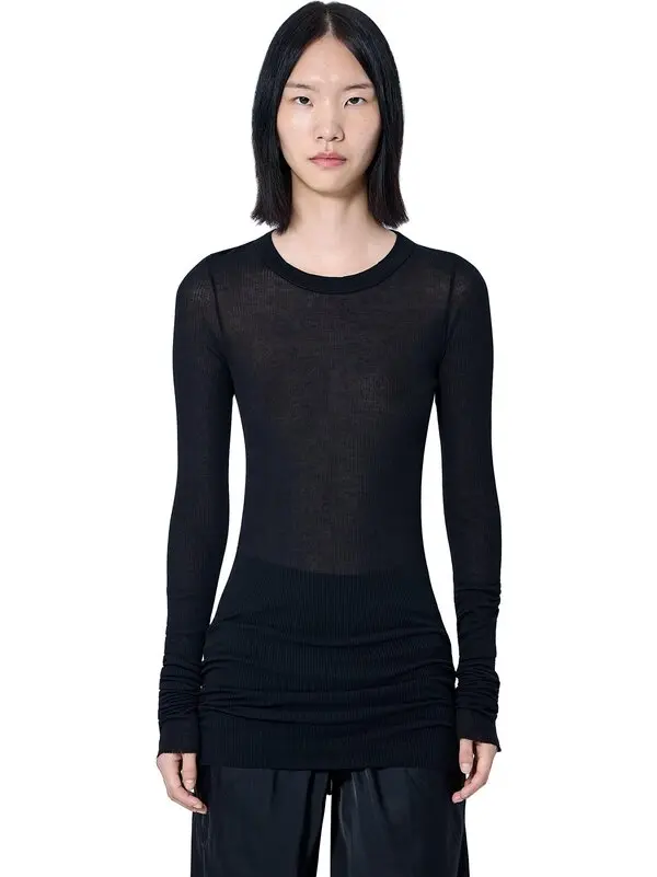 Rick Owens Long Sleeve Sheer Knit Top - Black
