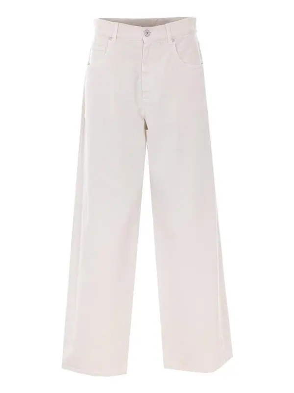 Brunello Cucinelli Relaxed Denim Trousers Dyed With A Monile - White