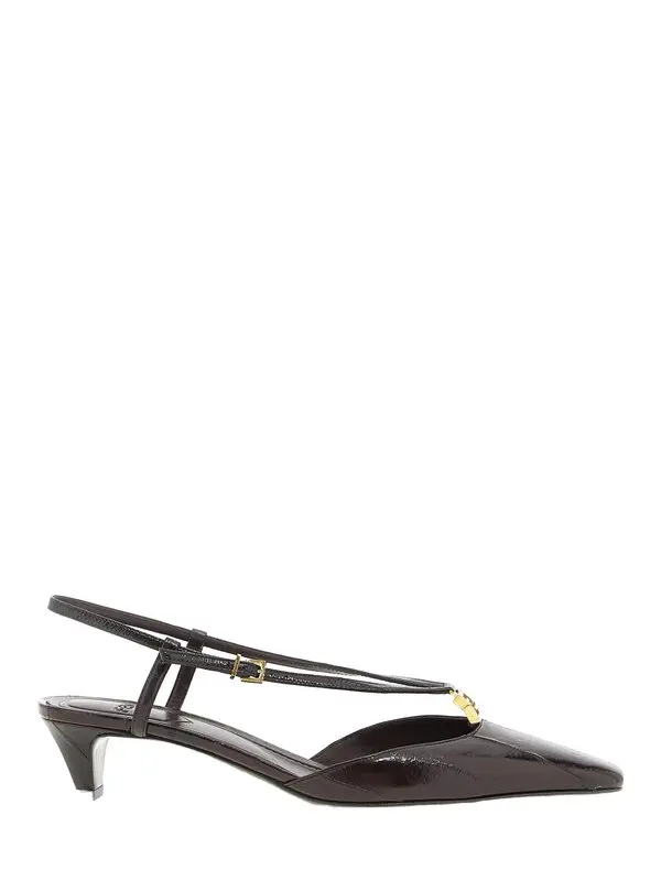 Fendi Ffold Leather Slingback - Brown