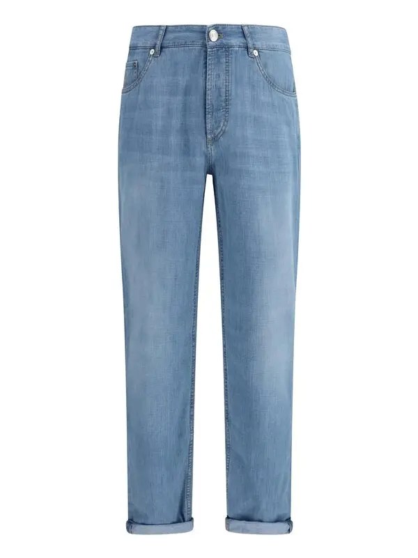 Brunello Cucinelli Distressed Effect Cotton Jeans - Blue