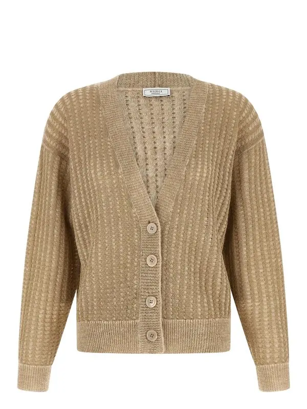 Peserico Waffle Lamé Cardigan - Cream
