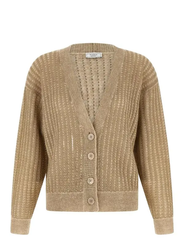 Peserico Waffle Lamé Cardigan - Cream