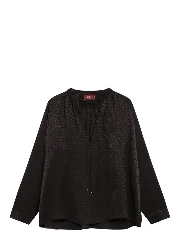 Gucci Silk Jacquard Shirt With Horsebits - Cream