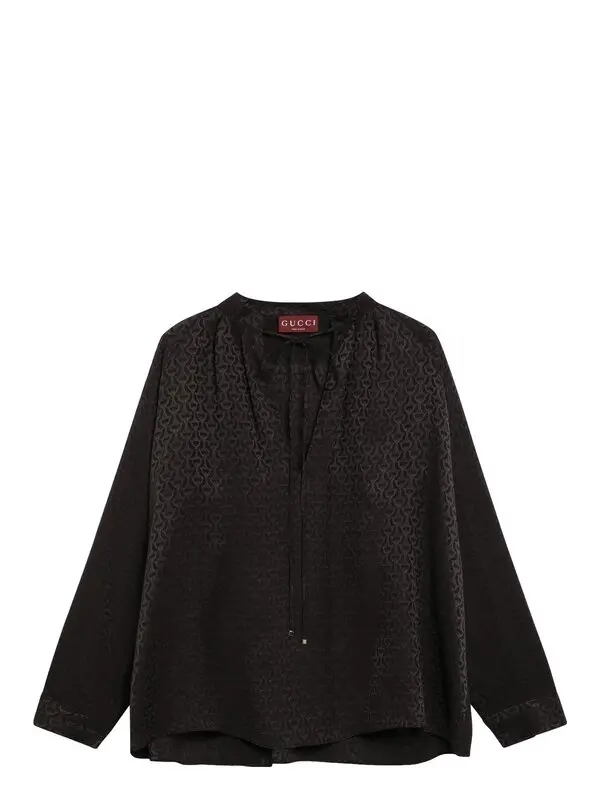Gucci Silk Jacquard Shirt With Horsebits - Cream