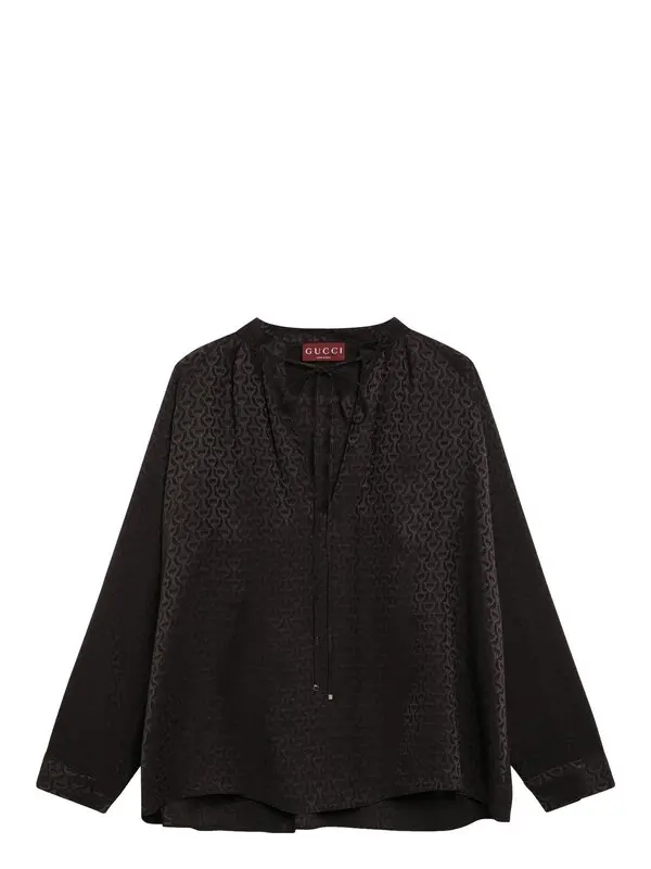 Gucci Silk Jacquard Shirt With Horsebits - Cream
