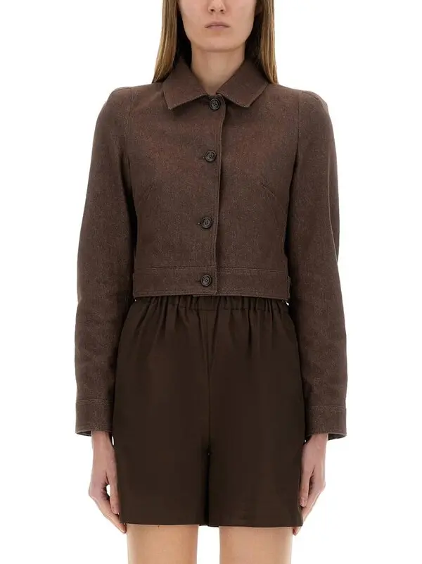Max Mara Cotton Cropped Jacket - Brown