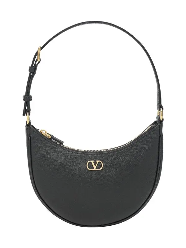Valentino Garavani Vlogo Signature Mini Hobo Bag In Leather - Black