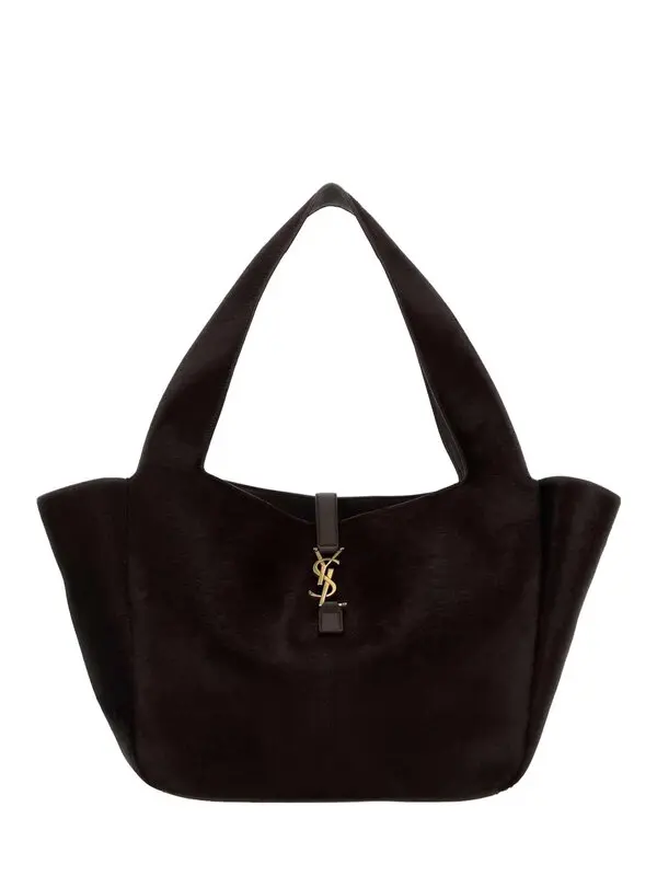 Saint Laurent Chocolate Calf Hair Le 5 Ã  7 Bea Shopping Bag - Brown