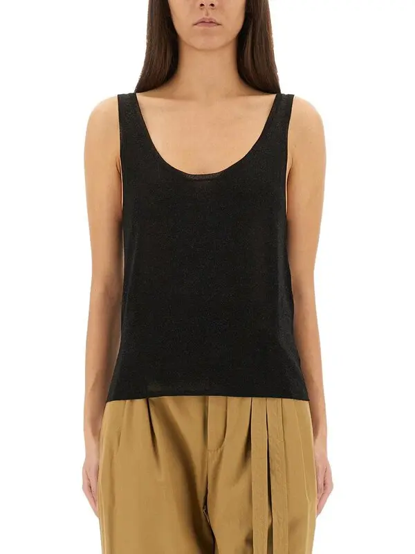 Saint Laurent Lurex Knit Tank Top - Black