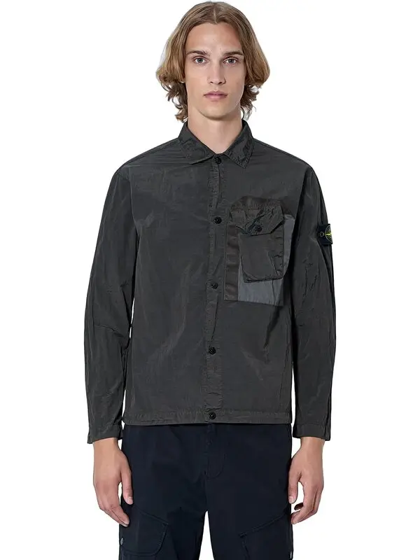 Stone Island Technical Overshirt With Patch Pocket - Gray