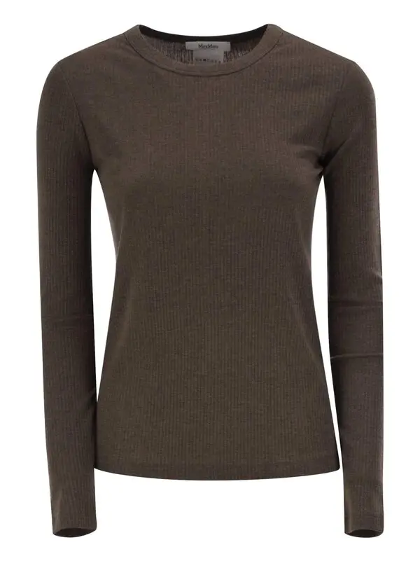 Max Mara Ribbed Lyocell And Silk T-shirt - Brown