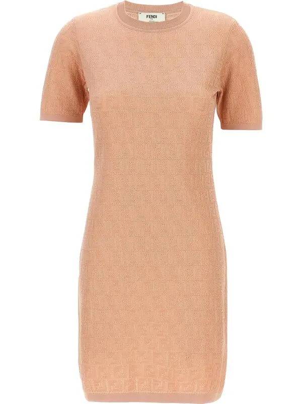 Fendi Cotton Micro Ff Pattern Mini Dress - Pink